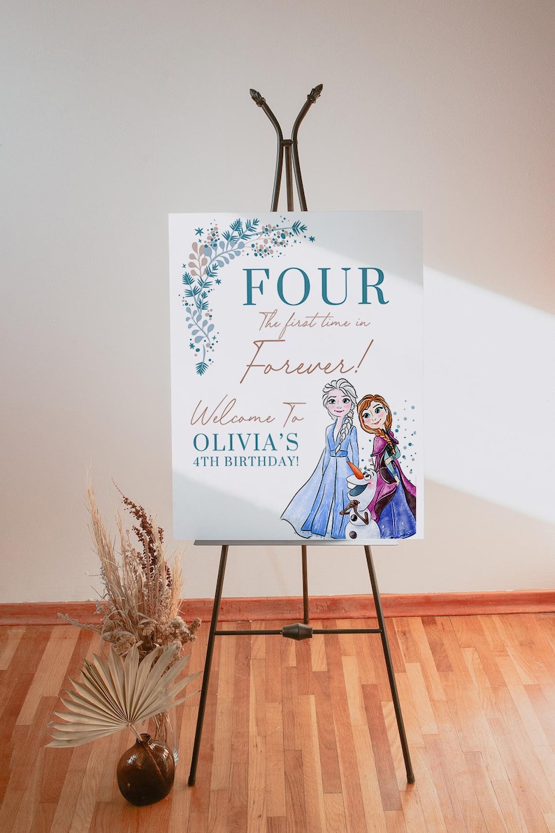 Frozen 4th Birthday Welcome Sign | Four the First Time in Forever ...