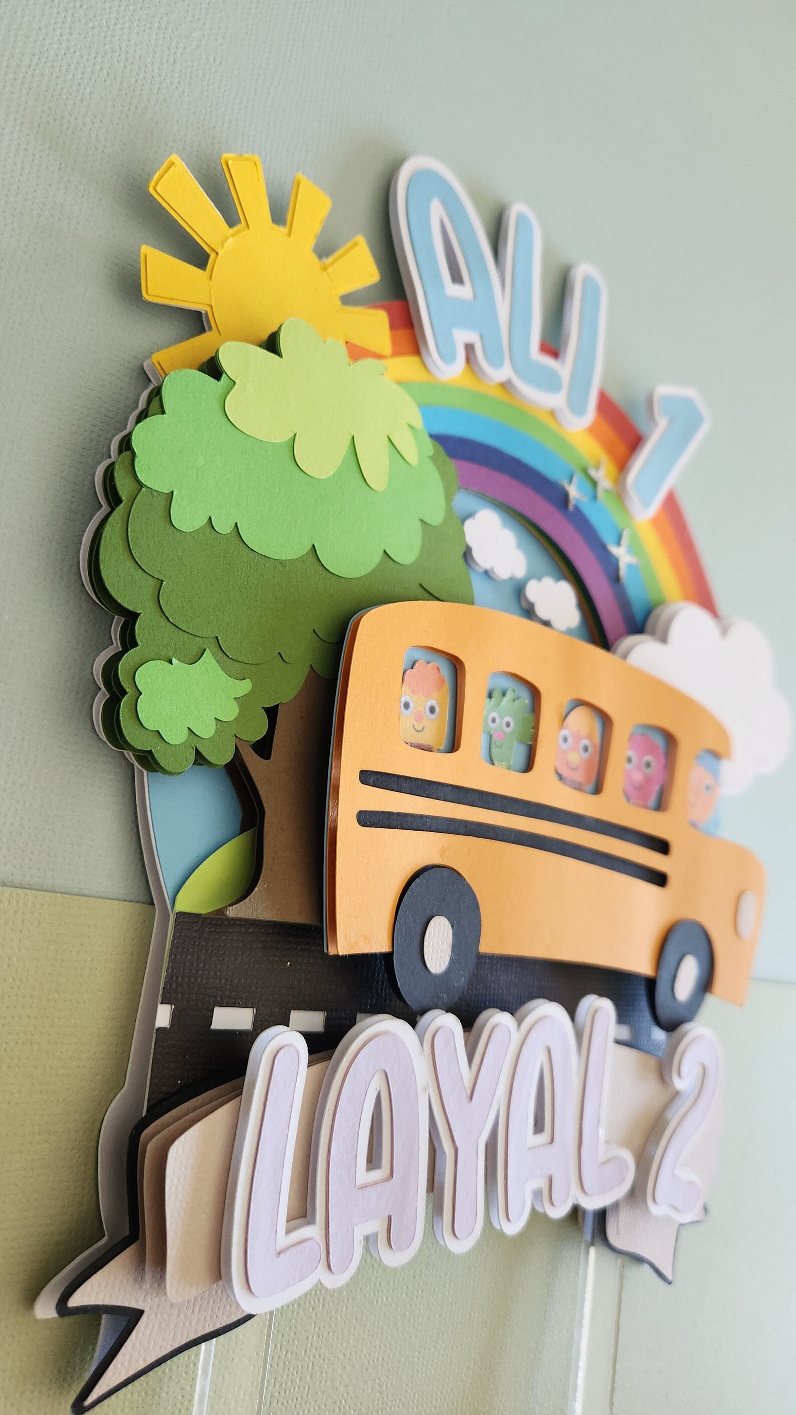 Personalized School Bus Cake Topper: Rainbow Birthday Party Decor - Etsy