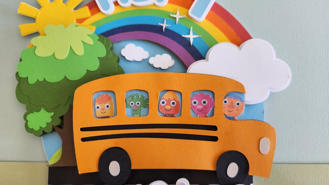 Personalized School Bus Cake Topper: Rainbow Birthday Party Decor - Etsy