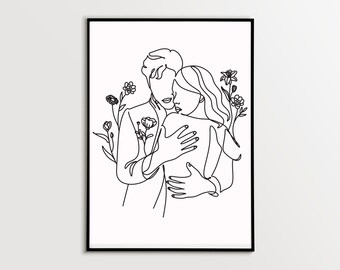 Couple Hug Drawing - Etsy