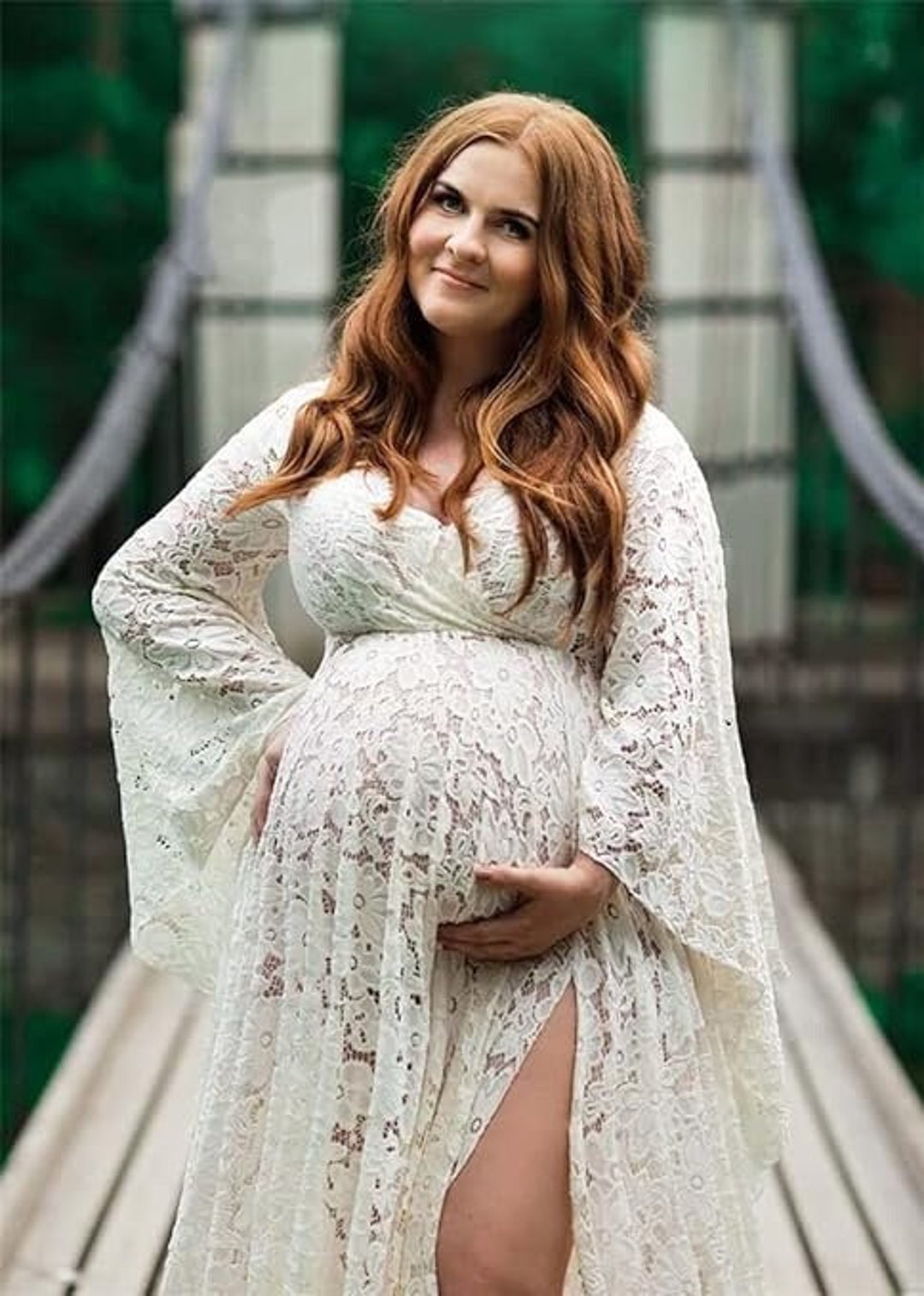Boho Lace Maternity Dress Boho Maternity Photoshoot Maternity Dress ...