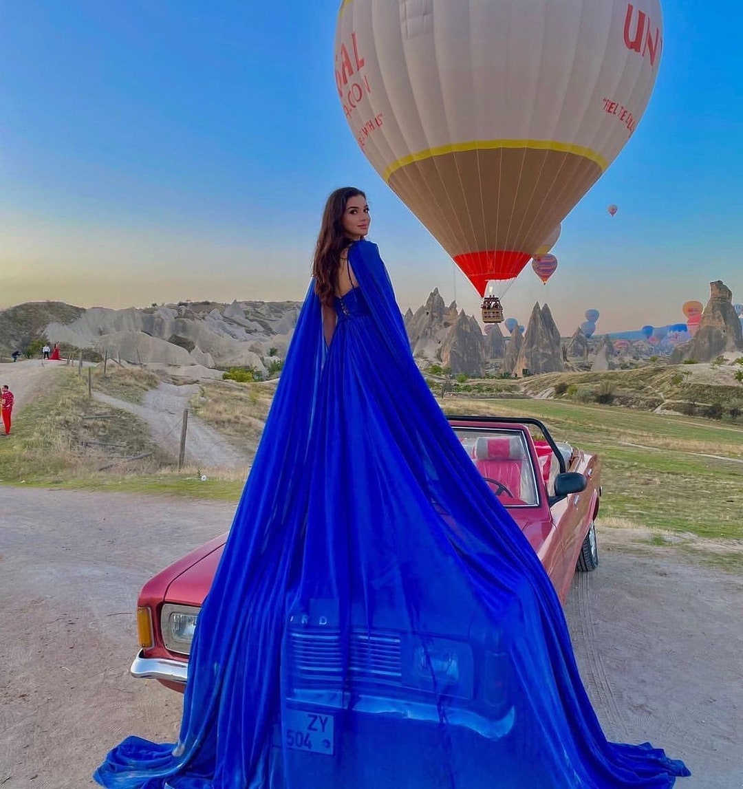 Cape Sleeves Long Flying Dress Flying Dress for Photoshoot Long Train ...