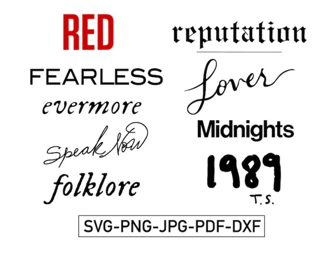 Taylor Swift Albums SVG Mega Pack, 1989 Taylor, Reputation, Archivo ...