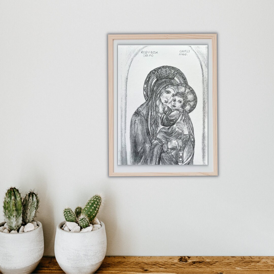 Original Our Lady of Mount Carmel Drawing - Etsy