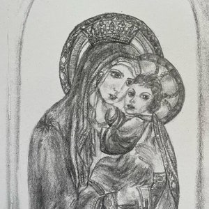 Original Our Lady of Mount Carmel Drawing - Etsy
