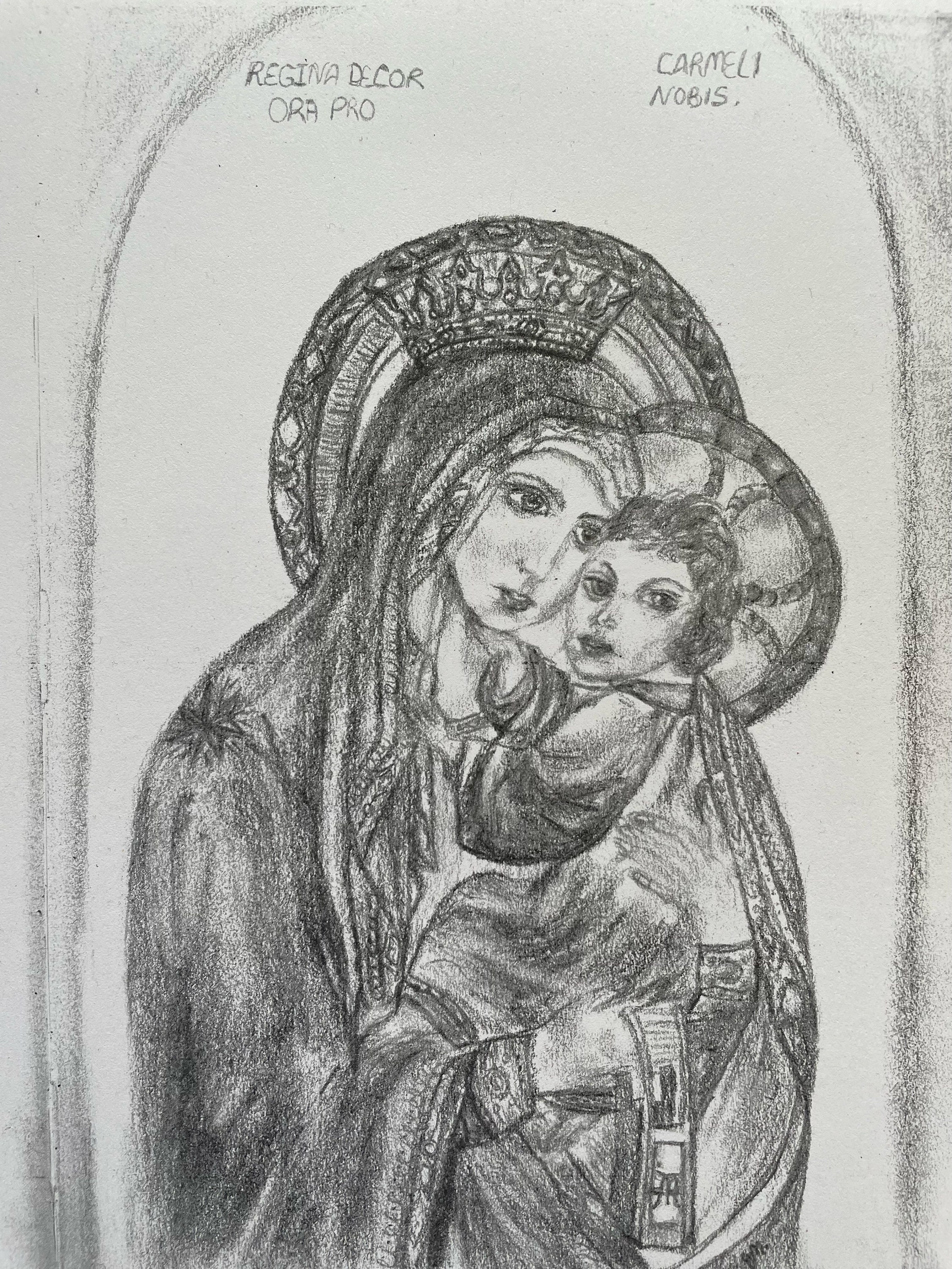 Original Our Lady of Mount Carmel Drawing - Etsy