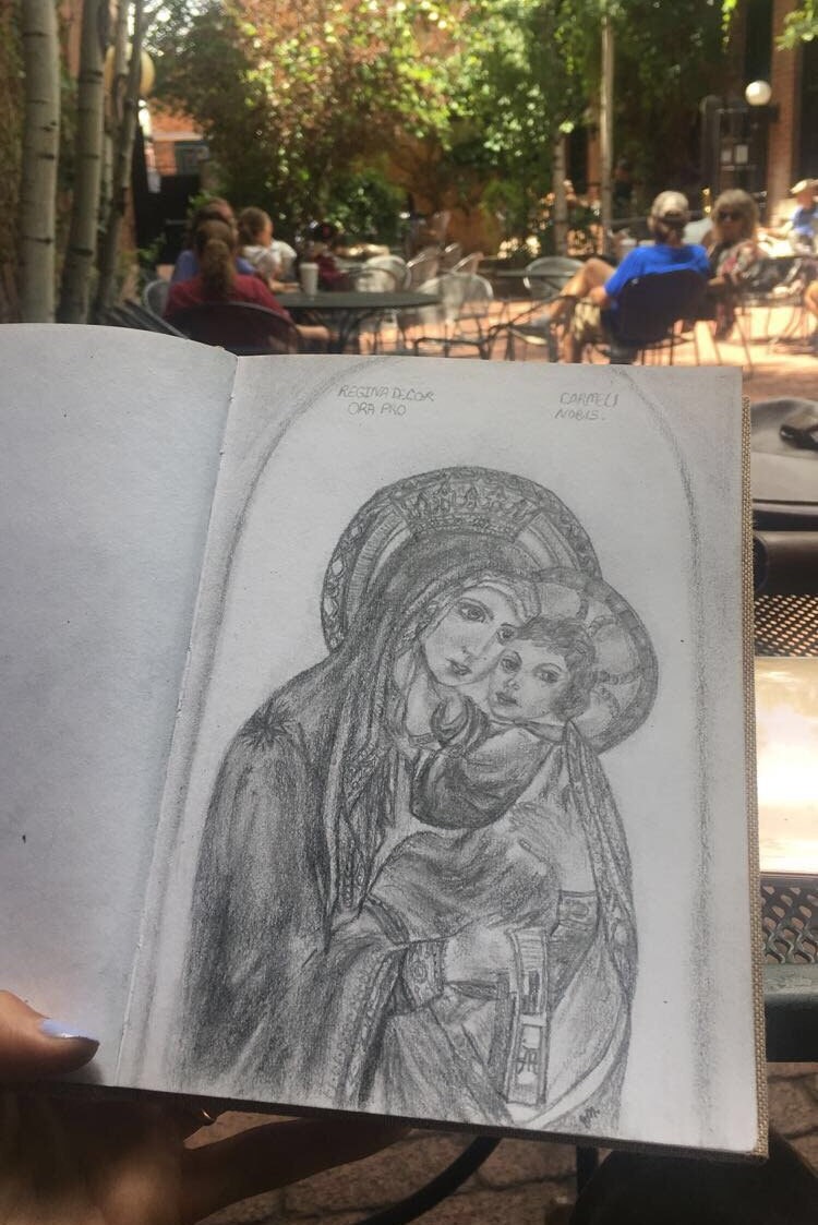 Original Our Lady of Mount Carmel Drawing - Etsy