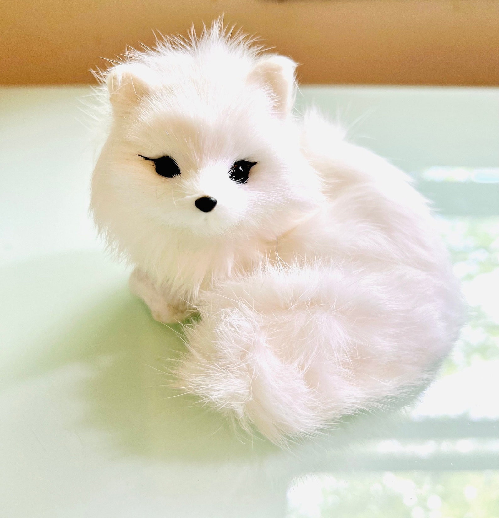 Handmade Faux Fur White Fox Spirit 4in Soft Realistic Animal Ninetails ...