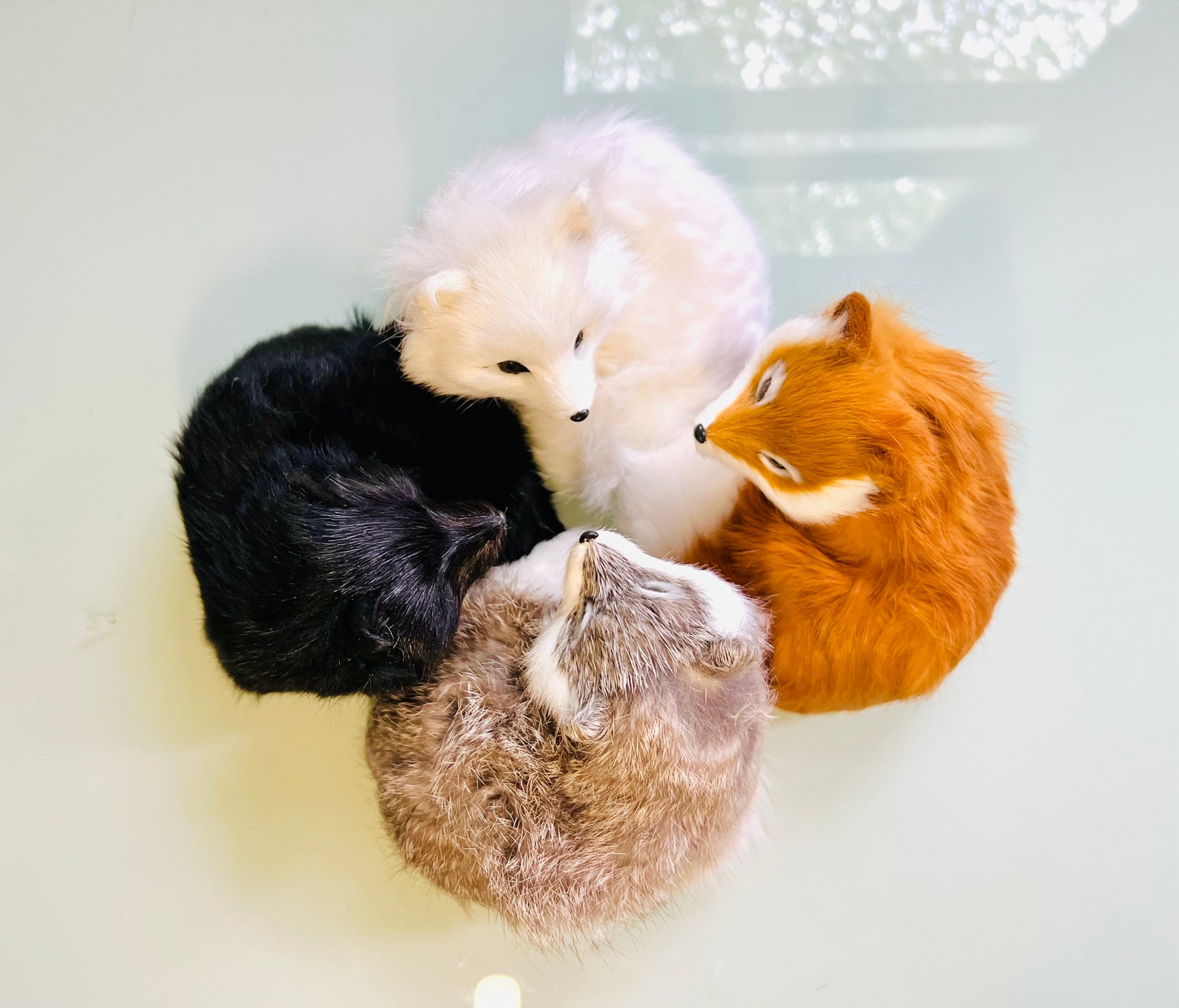 4 Handmade Faux Fur White Fox Spirit 4.5in Soft Realistic Animal ...