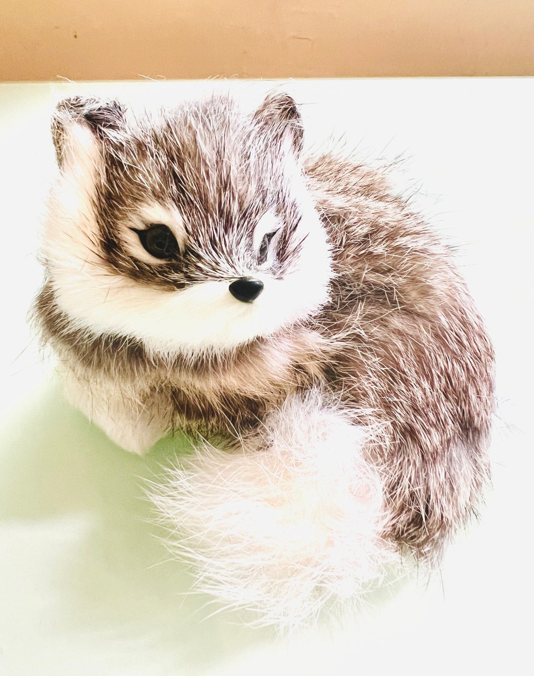 1 Handmade Faux Fur Gray Fox Spirit 4in Soft Realistic Animal Kitsune ...