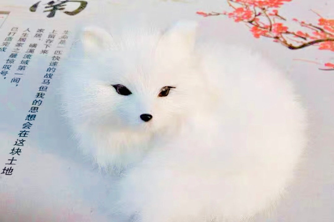 Handmade Faux Fur White Fox Spirit 4in Soft Realistic Animal Ninetails ...