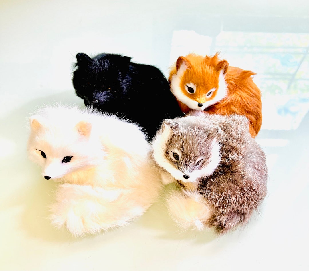 4 Handmade Faux Fur White Fox Spirit 4.5in Soft Realistic Animal ...