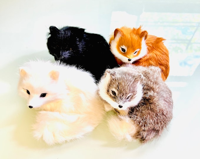 4 Handmade Faux Fur White Fox Spirit 4.5in Soft Realistic Animal ...
