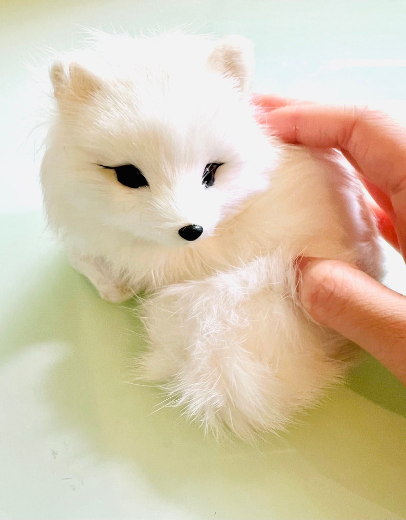 Handmade Faux Fur White Fox Spirit 4in Soft Realistic Animal Ninetails ...