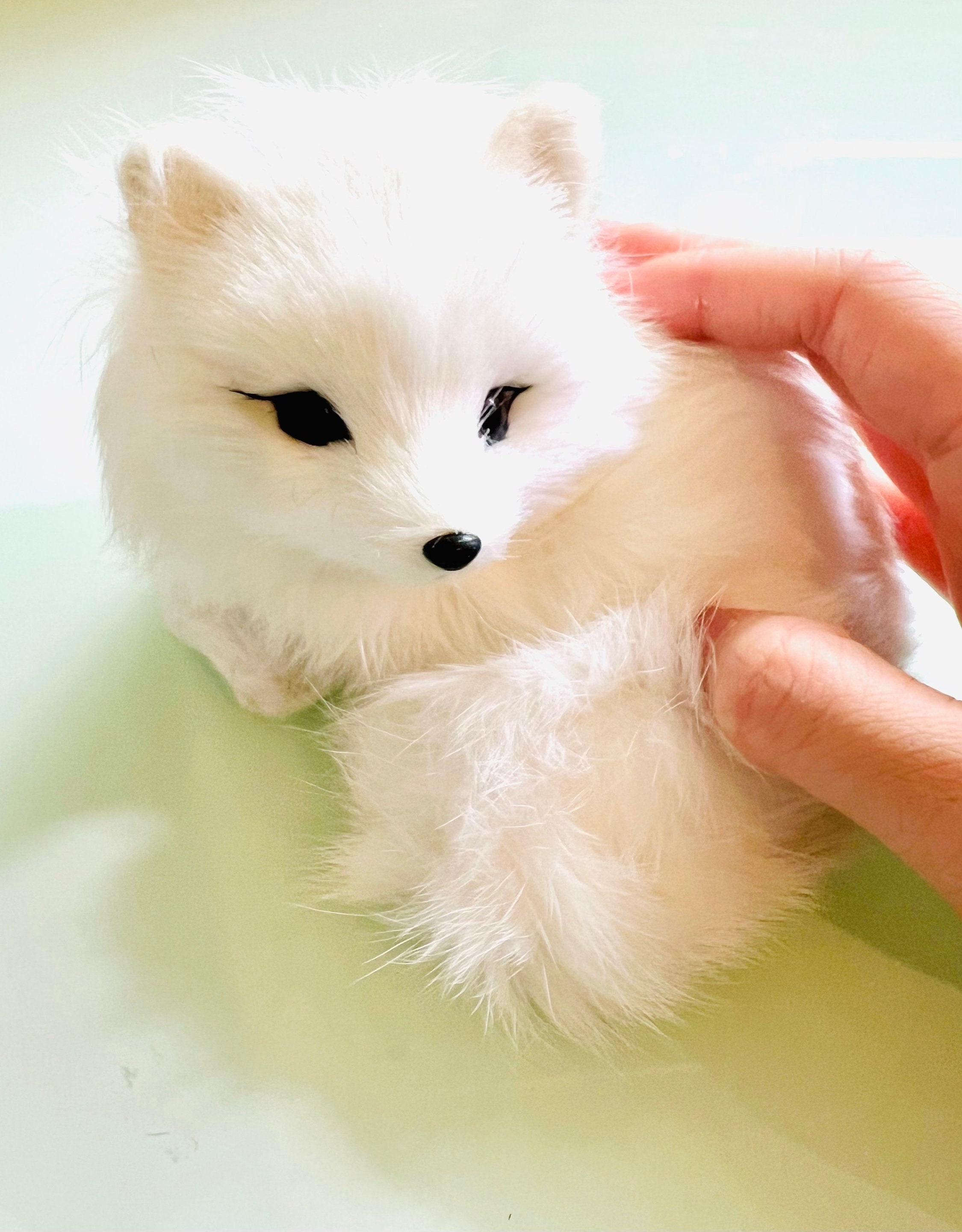 Handmade Faux Fur White Fox Spirit 4in Soft Realistic Animal Ninetails ...