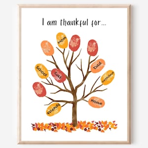 Thanksgiving Fingerprint Tree Craft, Thanksgiving Leaf Kids Activity, I ...