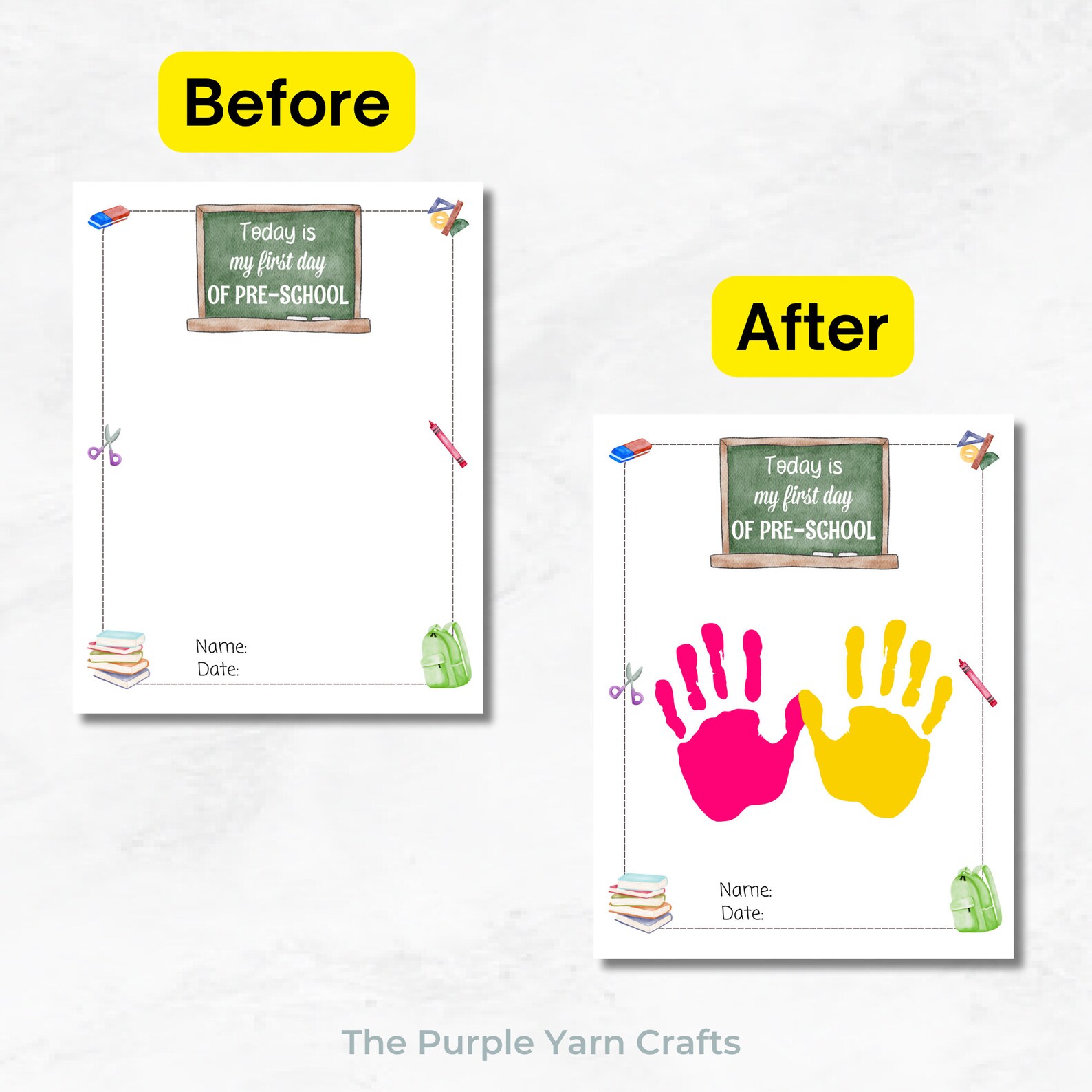 First Day of Preschool Handprint, Back to School Handprint, Preschool ...
