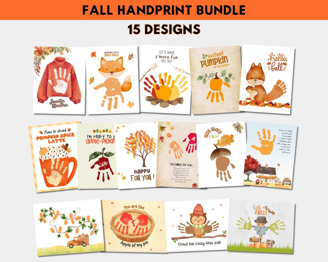 Fall Handprint Craft Bundle, Fall Daycare Printable, Fall Craft for ...