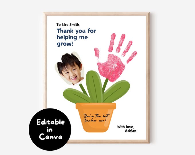 End of School Gift | Teacher Handprint Craft | Thank You Handprint Art ...