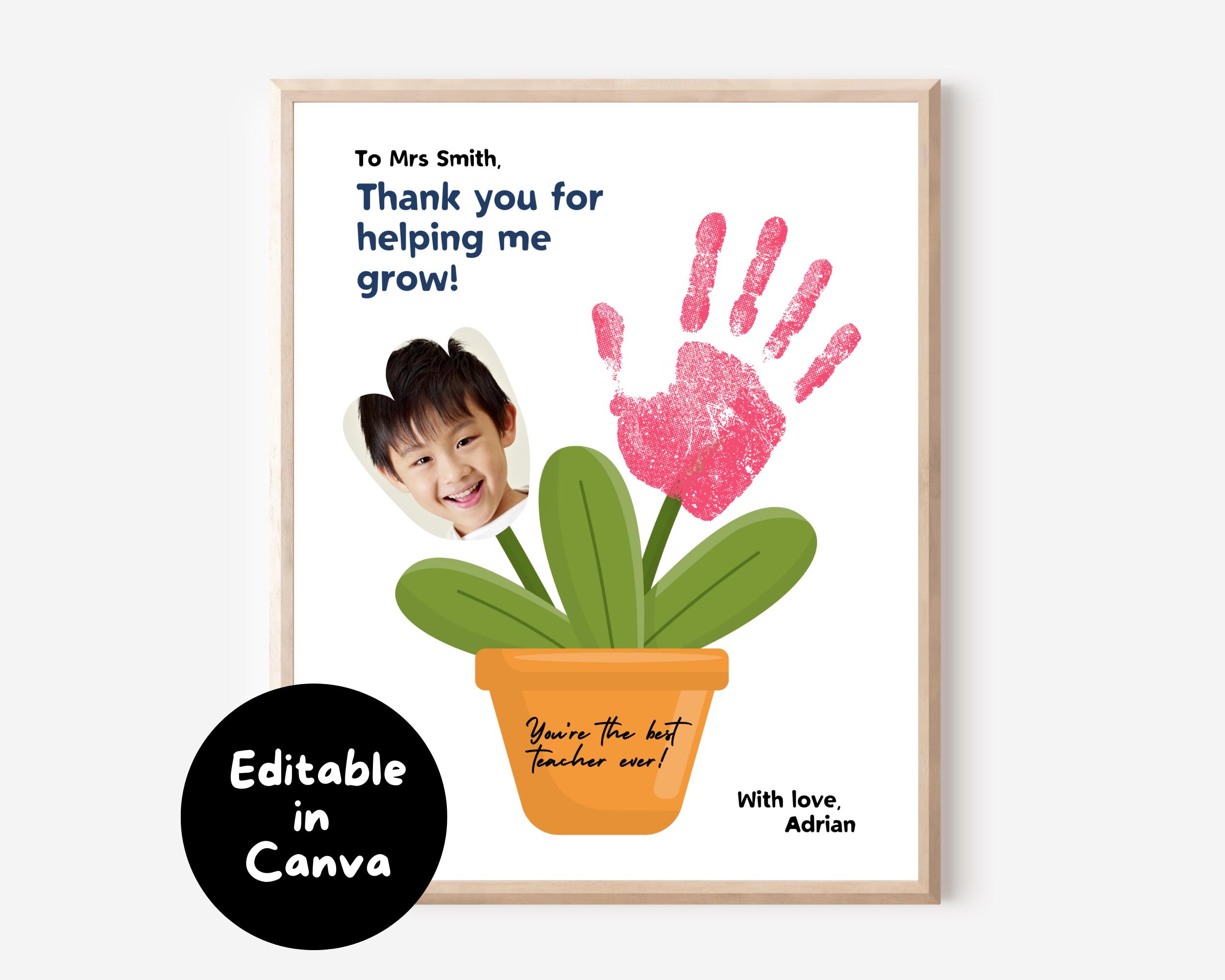 Editable Teacher Appreciation Handprint Art, Photo Handprint Canva ...