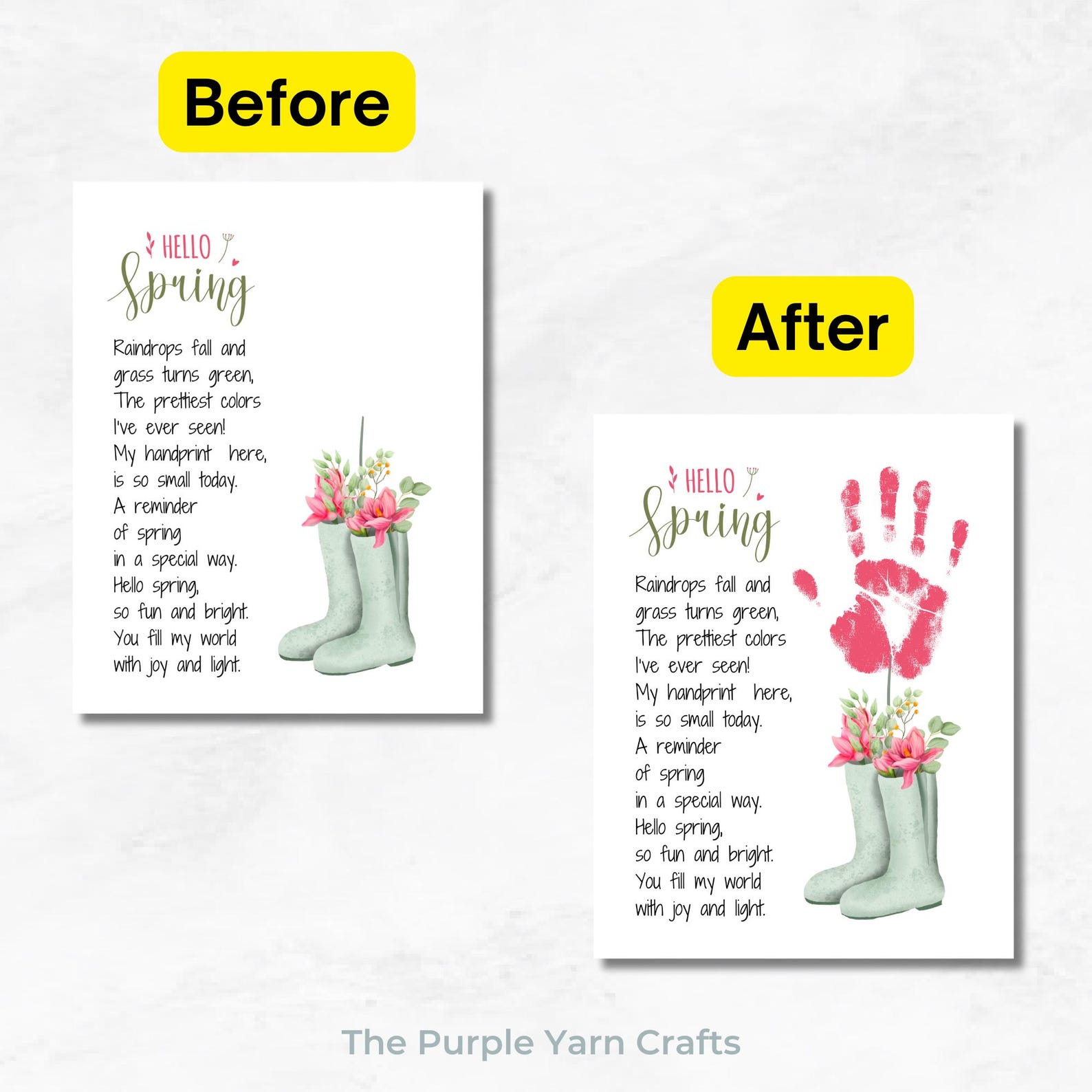 Hello Spring Handprint Art, Spring Poem Handprint, Preschool Spring Art ...