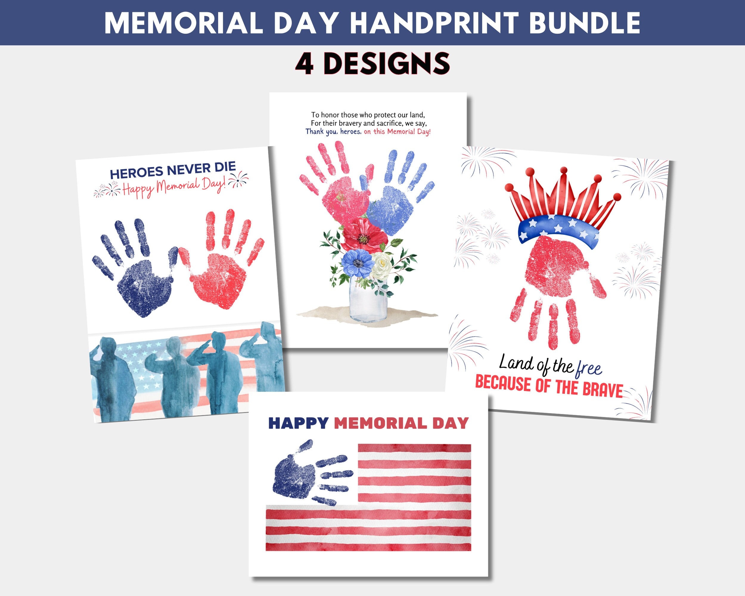 Memorial Day Handprint Bundle, Land of the Free, Memorial Day Craft ...