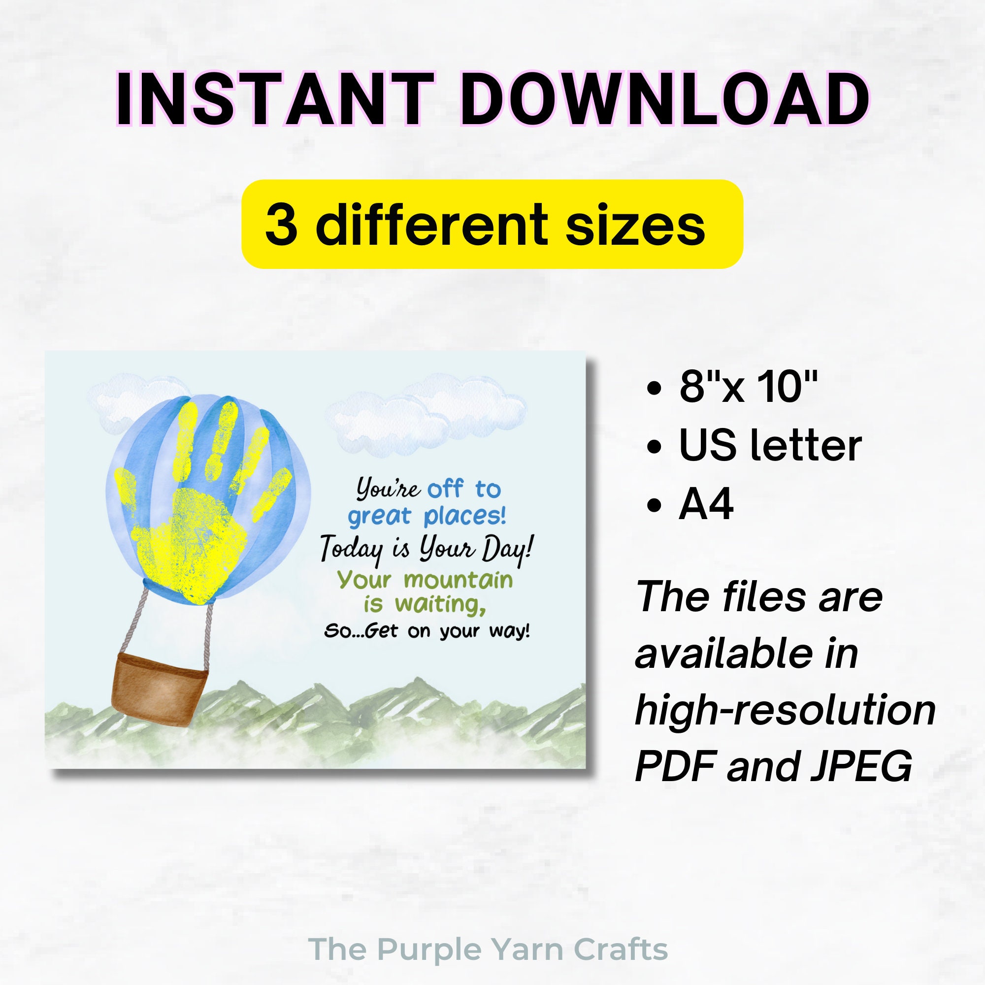 Oh the Places You'll Go Handprint, Hot Air Balloon Handprint, Last Day ...