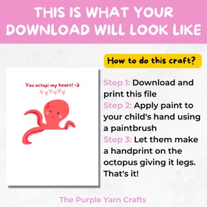 Valentine's Day Octopus Handprint Art, Preschool Valentines, Daycare ...