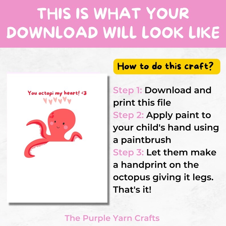 Valentine's Day Octopus Handprint Art, Preschool Valentines, Daycare ...