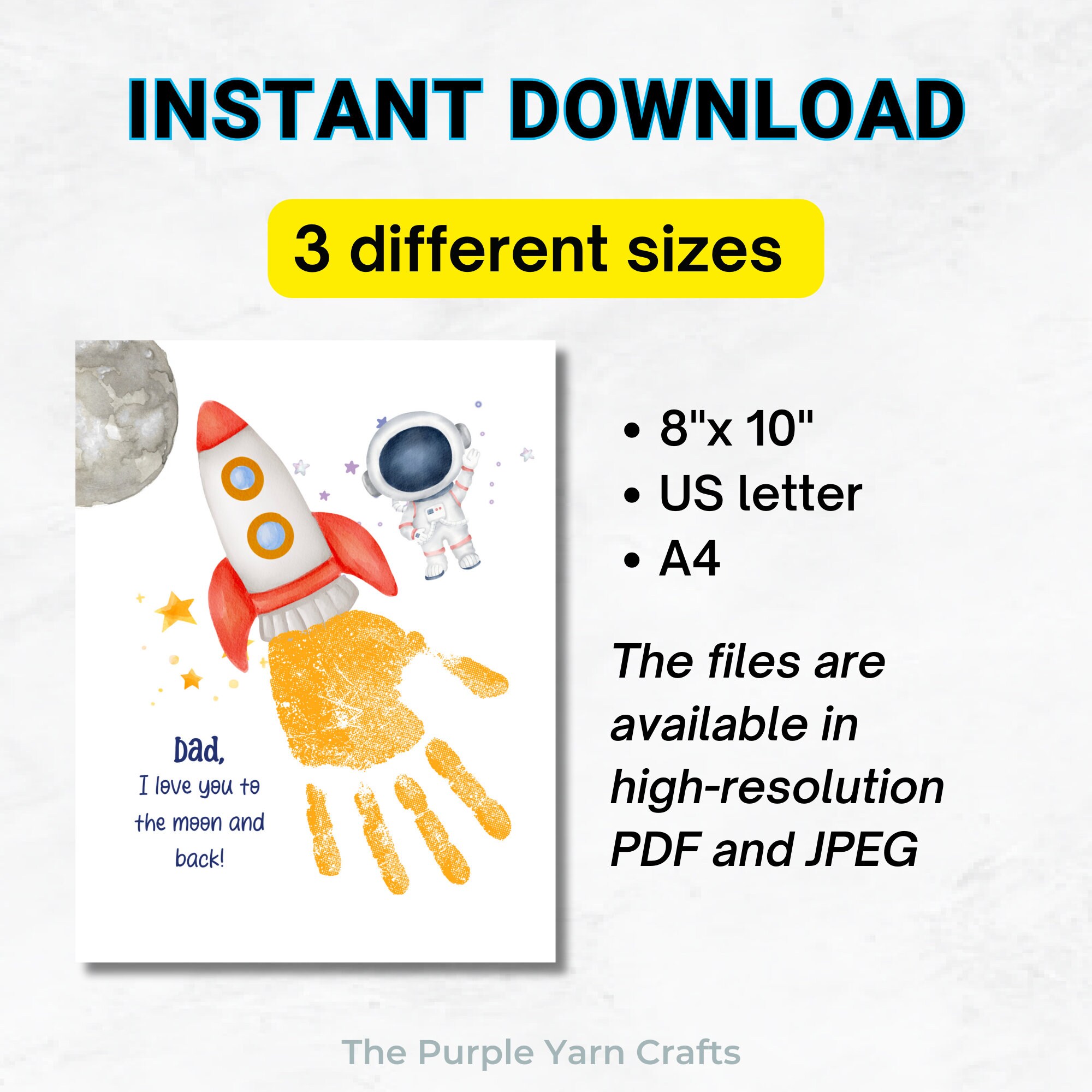 Love You to the Moon and Back Handprint, Father's Day Handprint, Dad ...