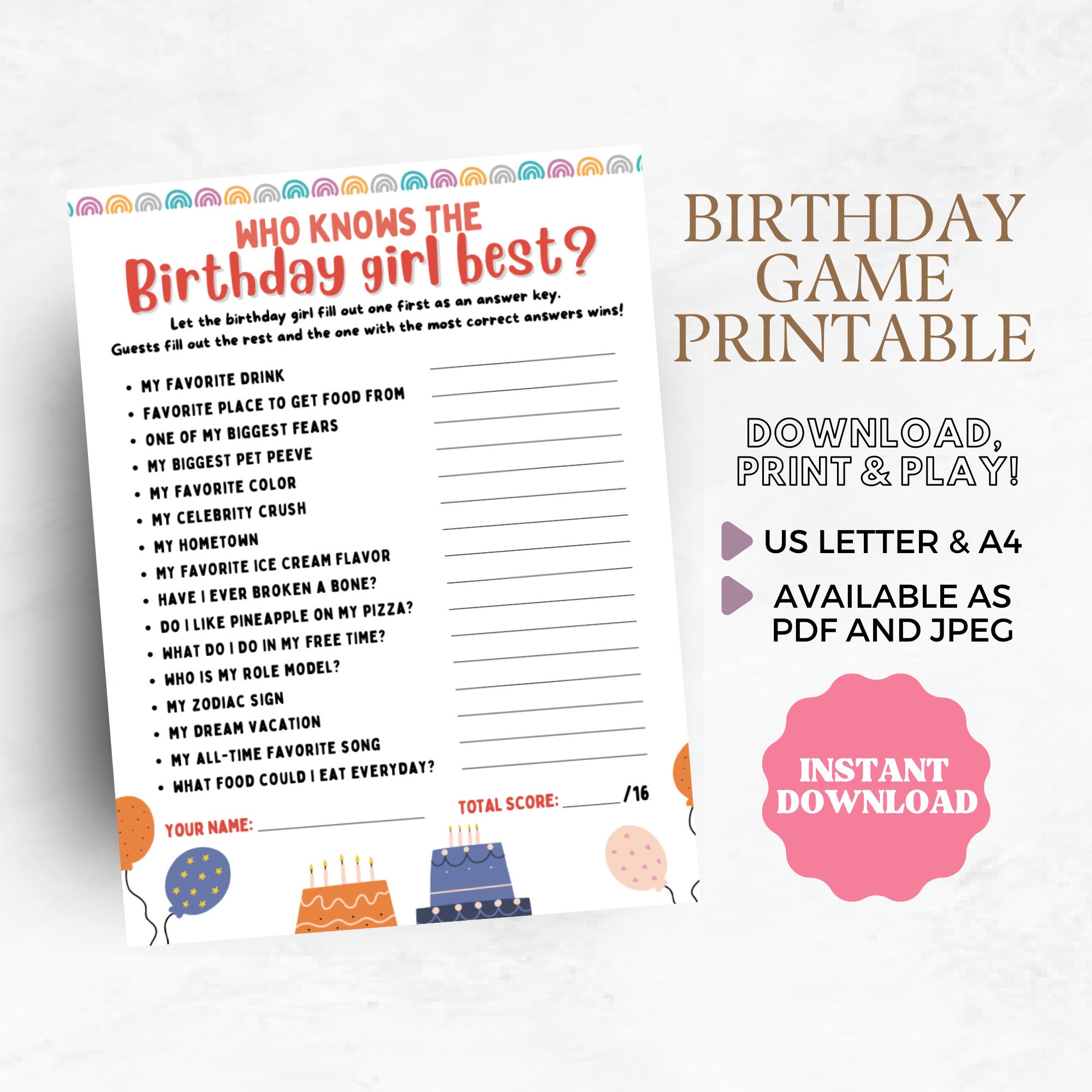 Who Knows the Birthday Girl Best, How Well Do You Know the Birthday ...