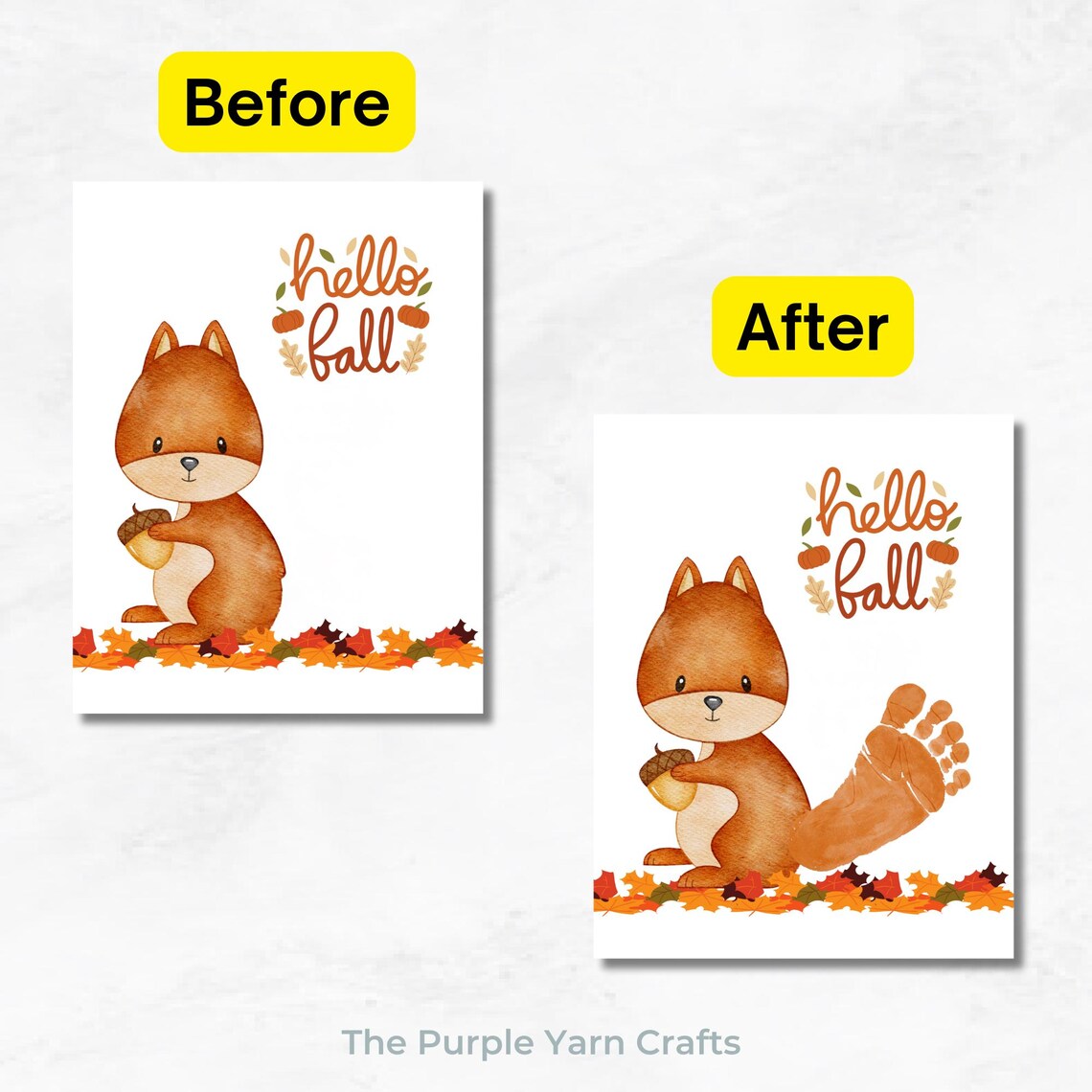 Hello Fall Footprint Craft, Squirrel Footprint, Fall Daycare Activity ...