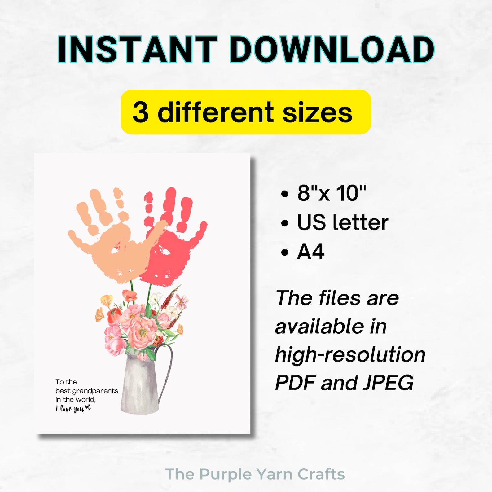 Flower Handprint Craft, Grandparents' Day Handprint, Grandparent Crafts ...