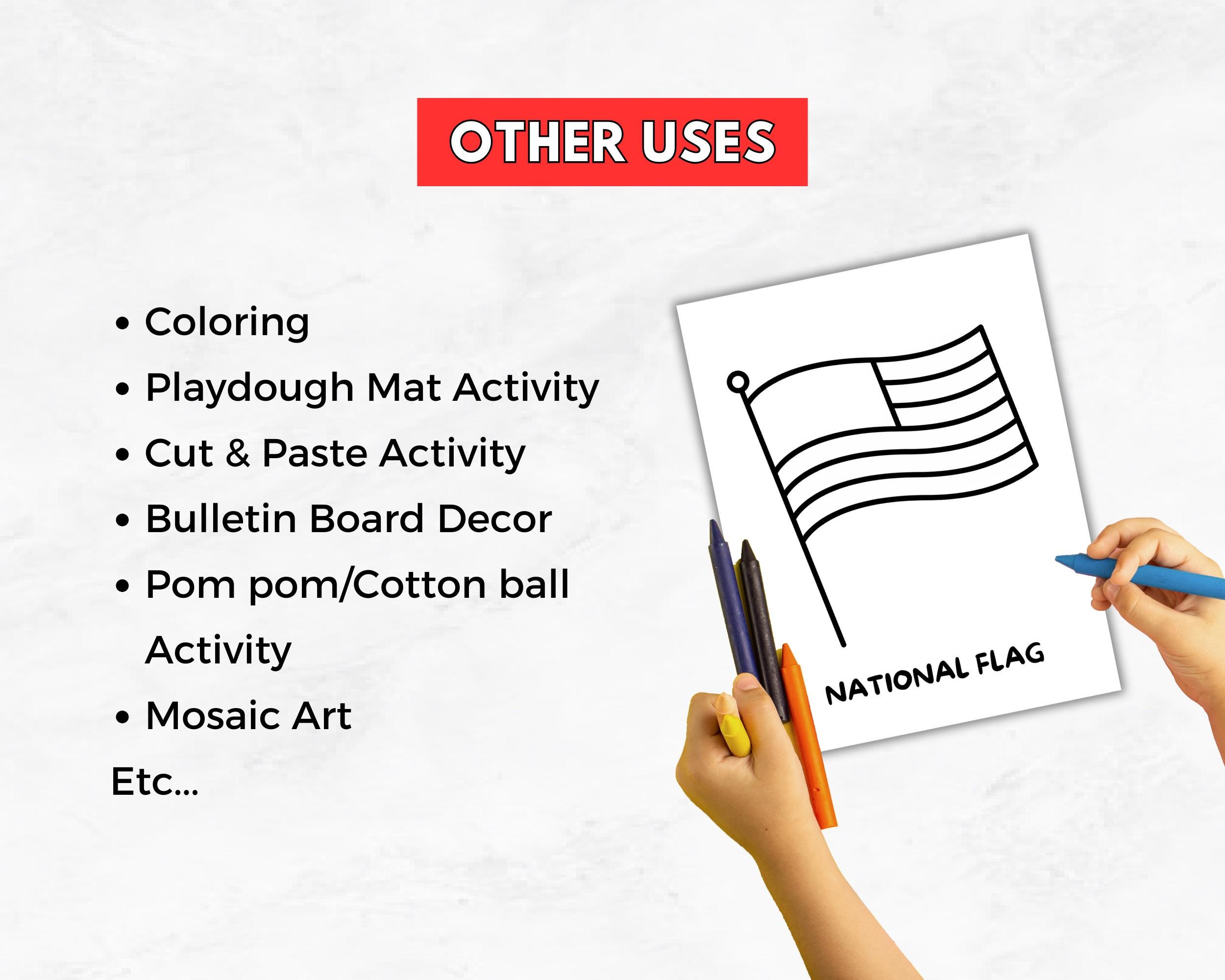 Torn Paper Craft Flag, USA Flag Activity, Torn Paper Flag Template, Cut ...