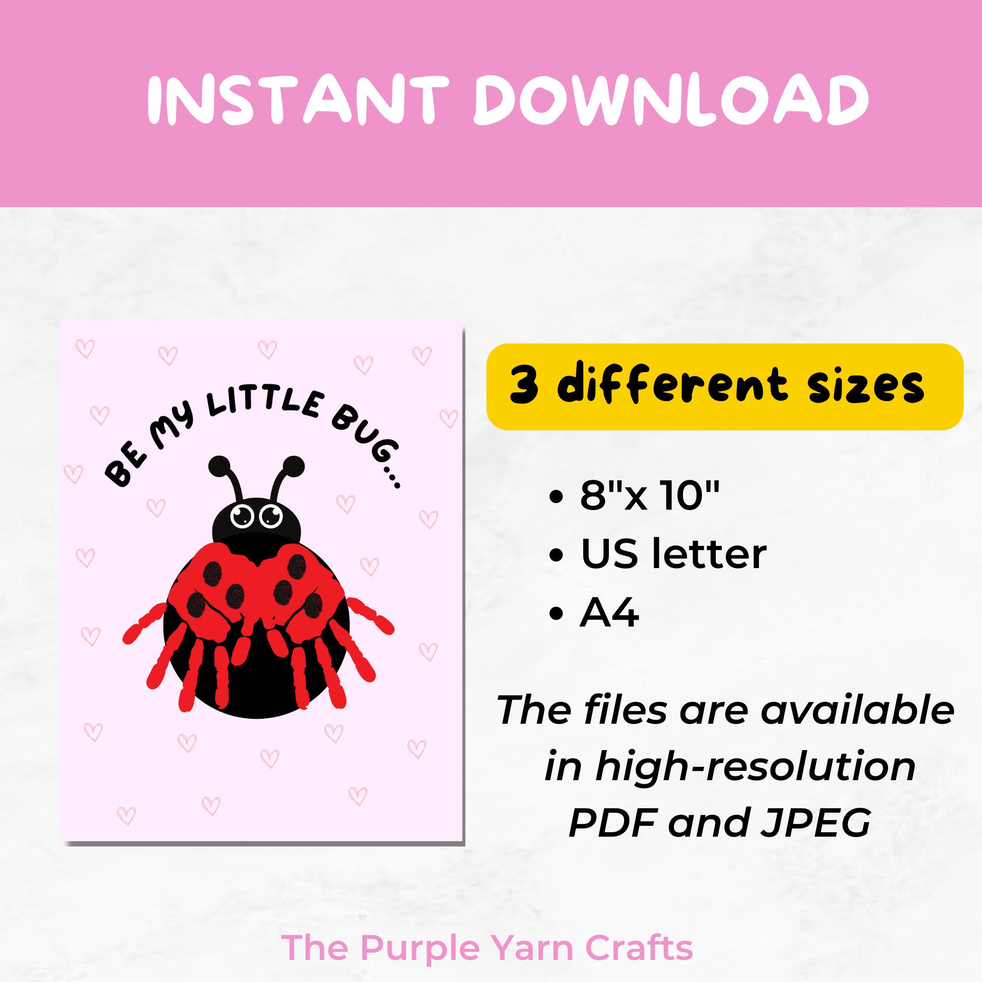 Love Bug Valentine Handprint, Valentine's Day Handprint Art, Printable ...