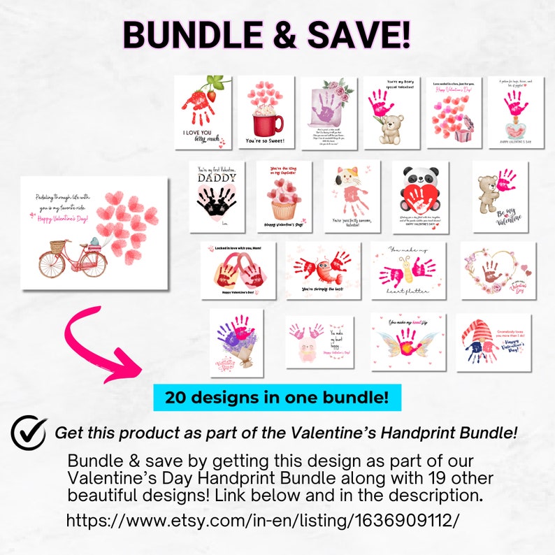 Valentine's Day Handprint Craft, Fingerprint Art, Bicycle Handprint ...