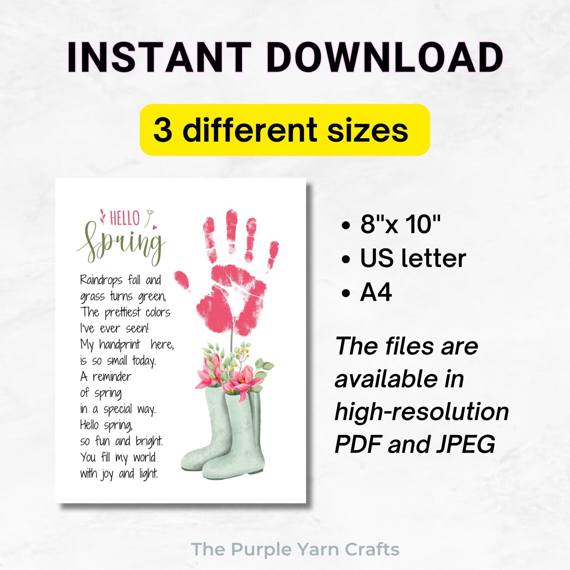 Hello Spring Handprint Art, Spring Poem Handprint, Preschool Spring Art ...