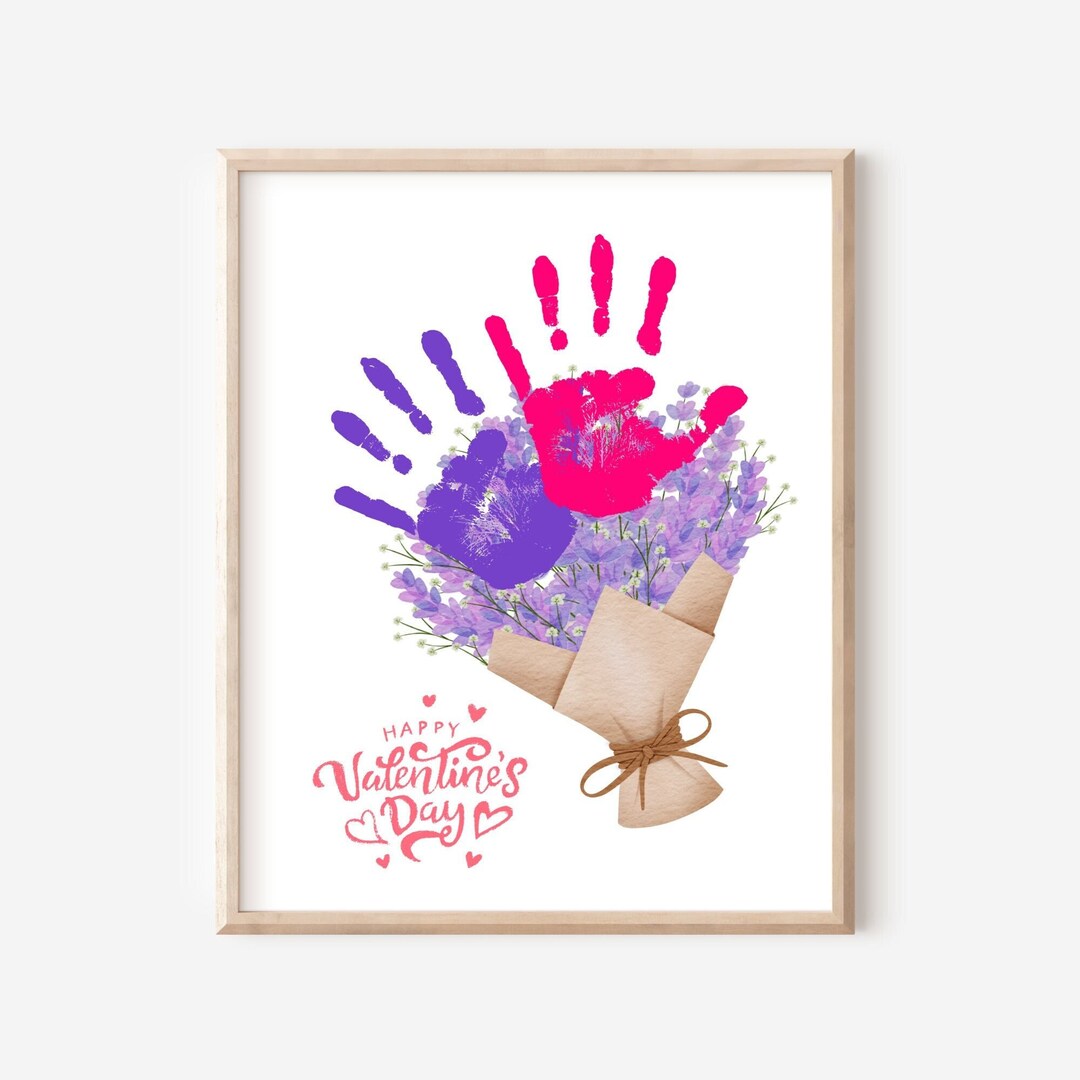 Valentine's Day Handprint Art, Flower Handprint, Bouquet Handprint,baby ...