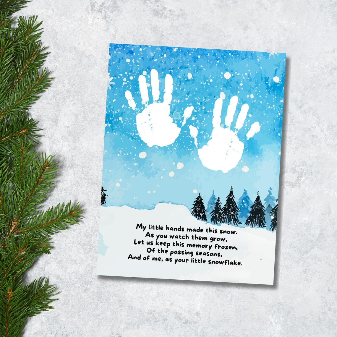 Snowflake Handprint Art, Winter Poem Handprint, Winter Craft Toddler ...