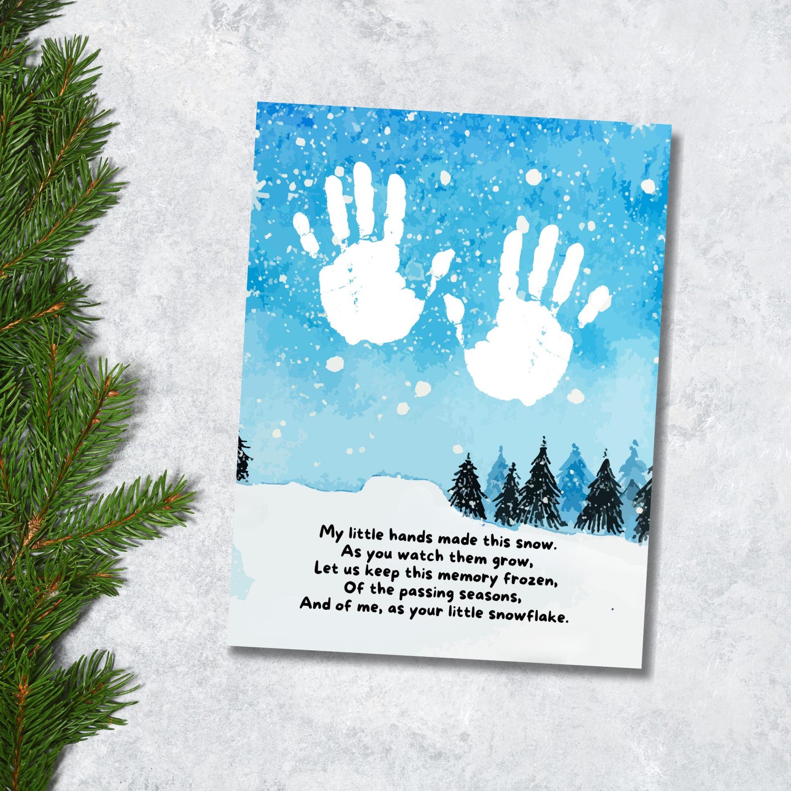 Snowflake Handprint Art, Winter Poem Handprint, Winter Craft Toddler ...
