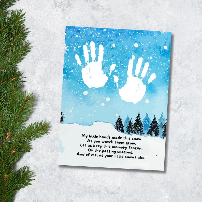Snowflake Handprint Art, Winter Poem Handprint, Winter Craft Toddler ...