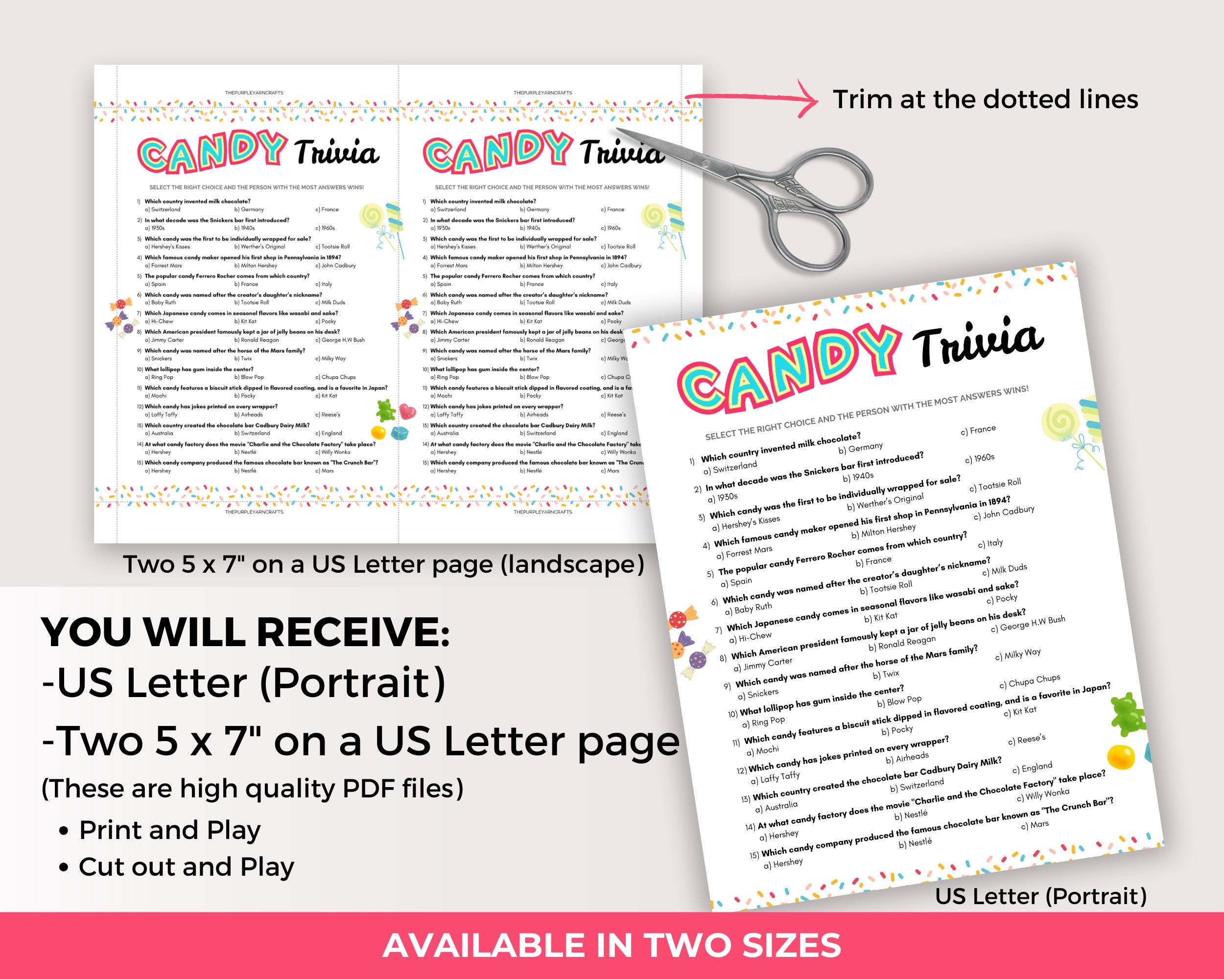 Candy Trivia Game, Candy Quiz, Trivia Questions, Food Trivia, Family ...