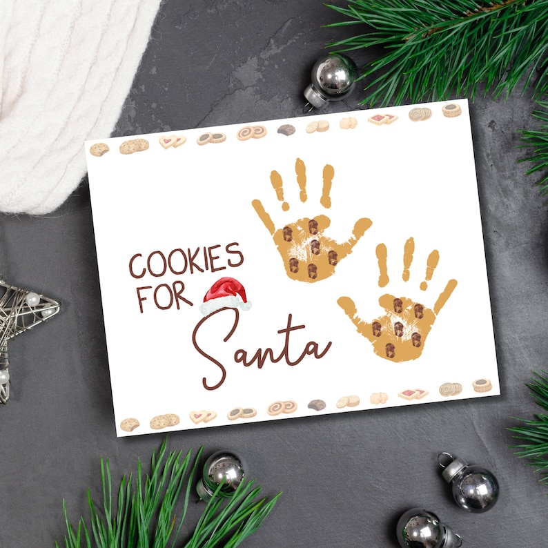 Christmas Handprint Art, Cookies for Santa Handprint, Christmas ...