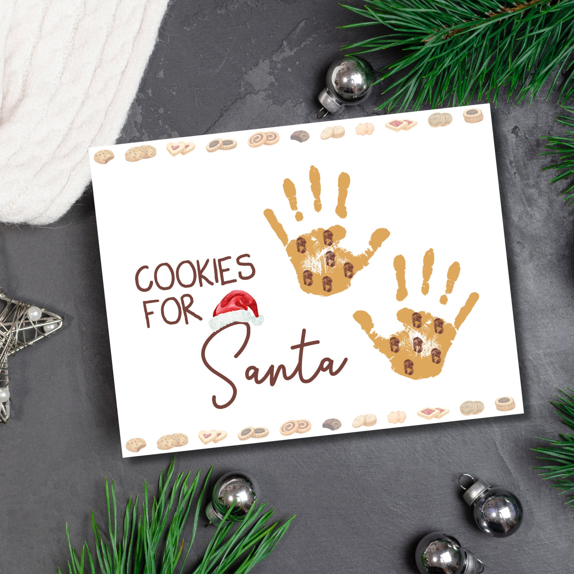 Christmas Handprint Art, Cookies for Santa Handprint, Christmas ...