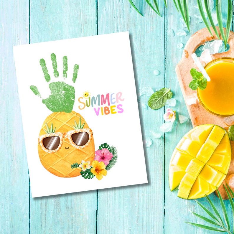 Summer Handprint Art, Summer Craft Kids, Pineapple Handprint, Baby ...