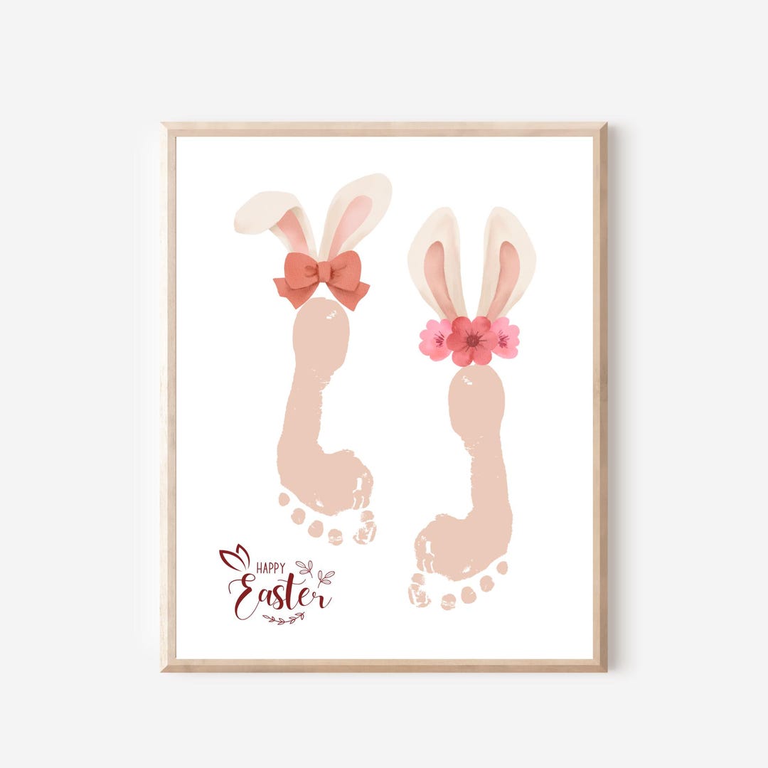Easter Bunny Footprint Art, Easter Footprint Printable, Infant Easter ...