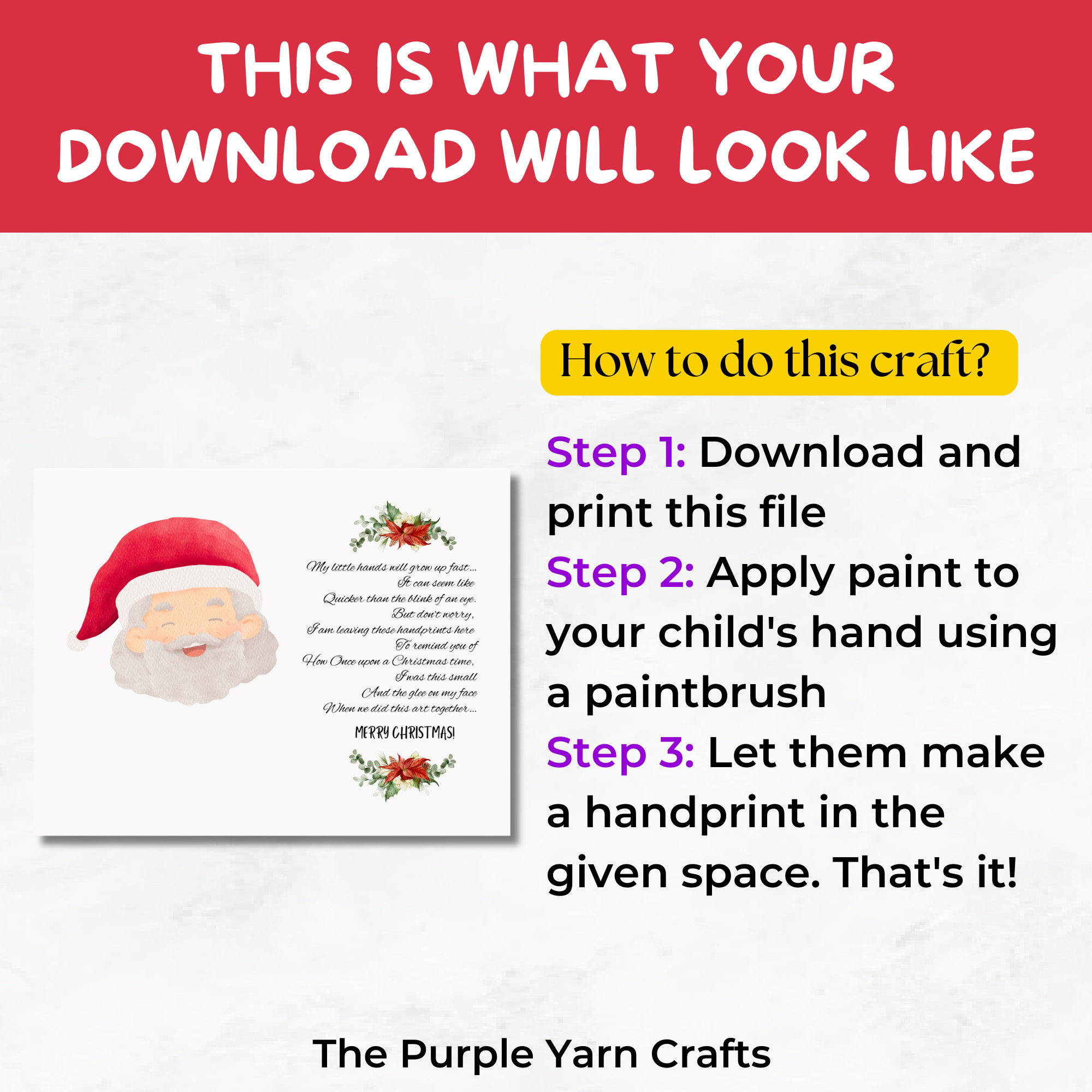 Santa Handprint Art, Christmas Handprint Poem, Christmas Handprint Art ...