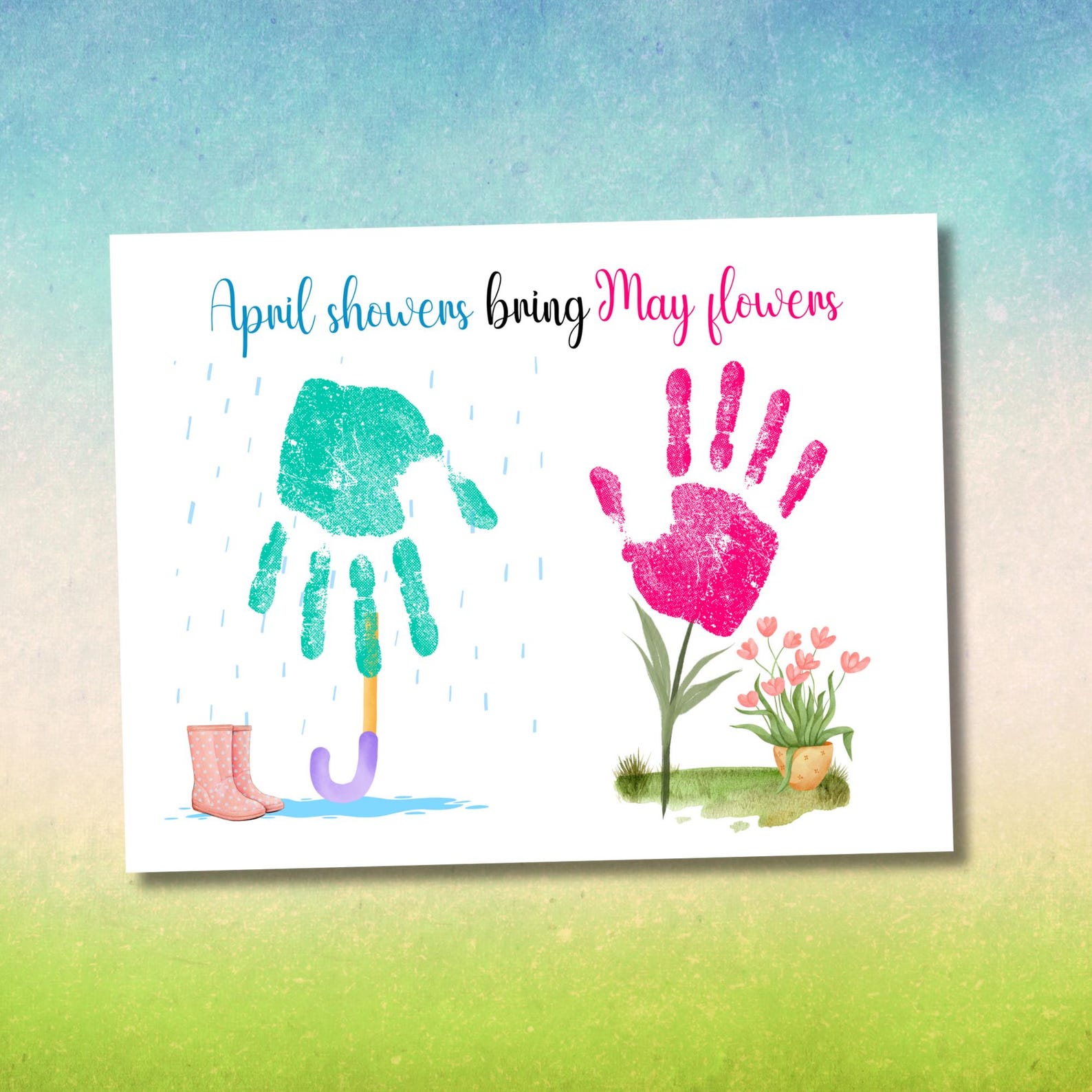 April Showers Bring May Flowers Handprint, Spring Handprint Art, April ...