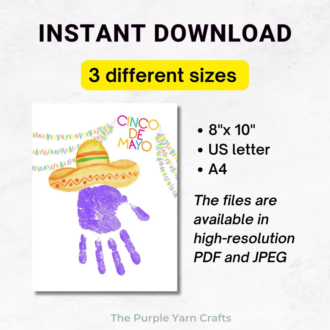 Sombrero Hat Cinco De Mayo Handprint, Daycare Printable, Cinco De Mayo ...