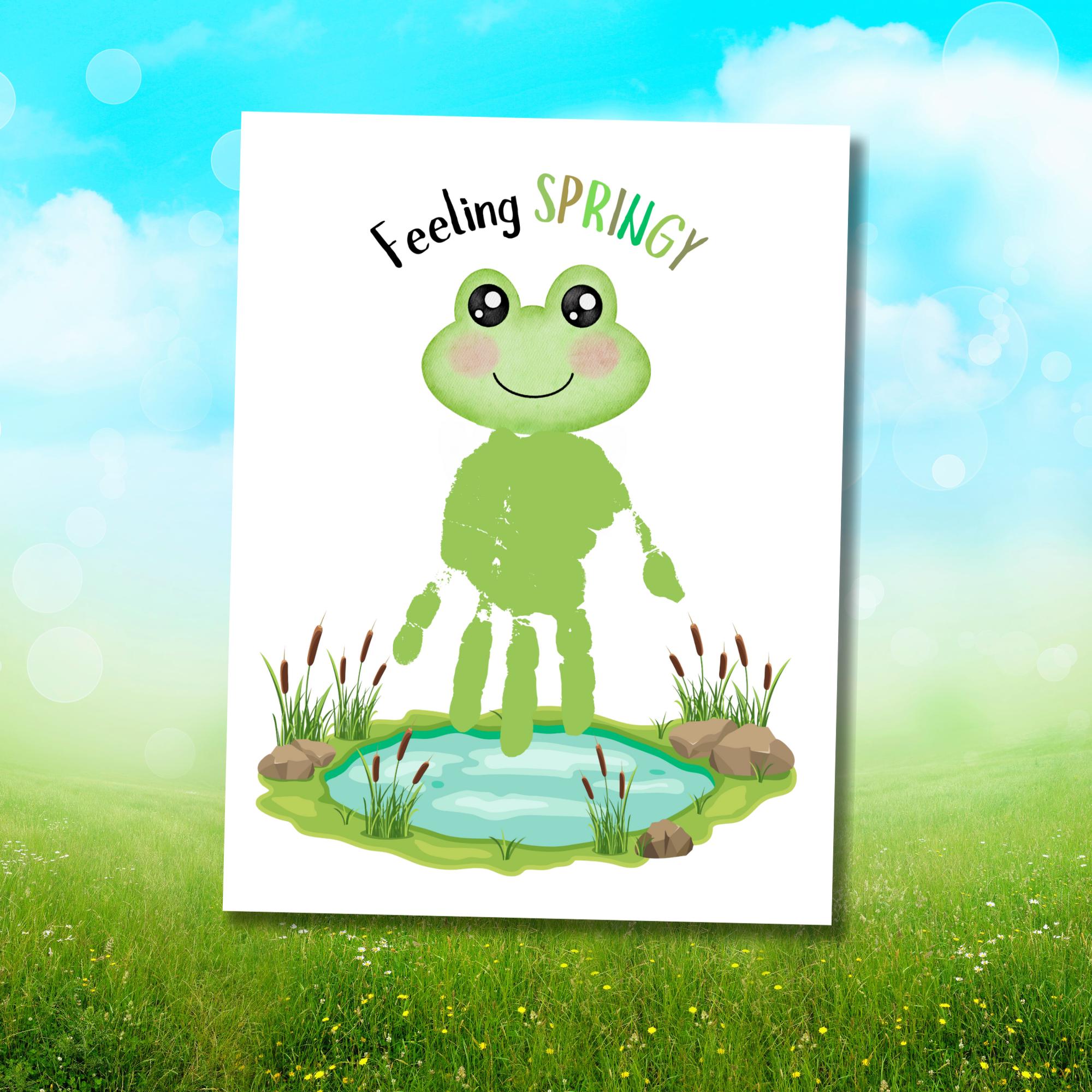 Feeling Springy Handprint, Spring Handprint Art, Frog Handprint ...